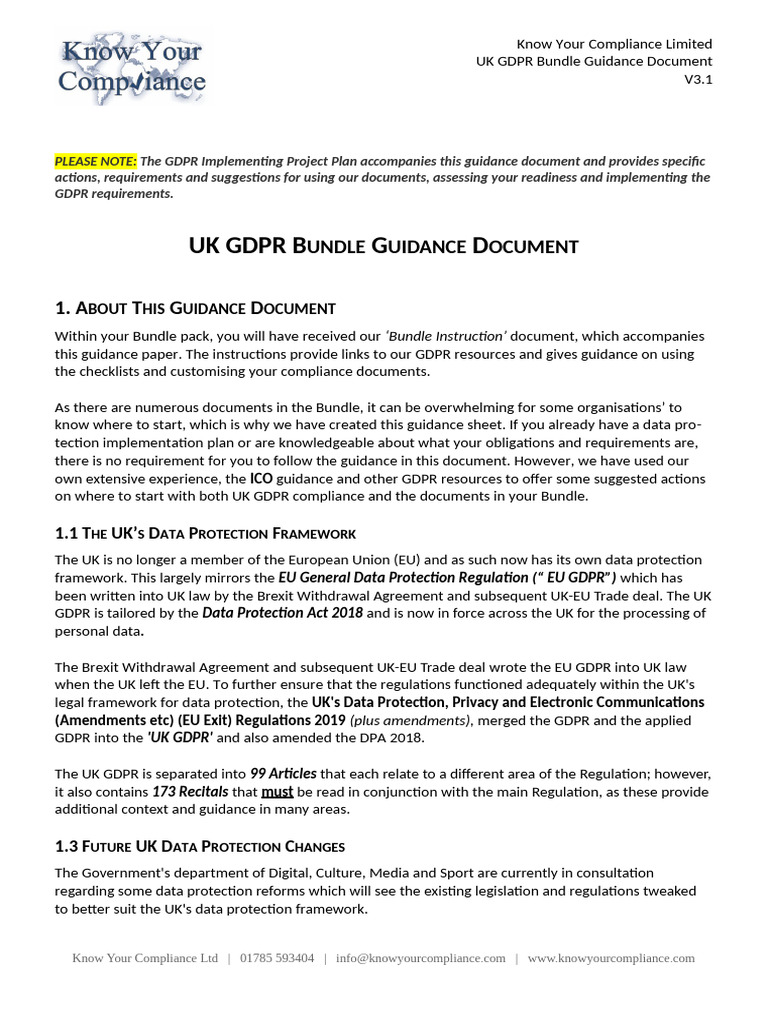 02 GDPR Guidance Document | PDF | Regulatory Compliance