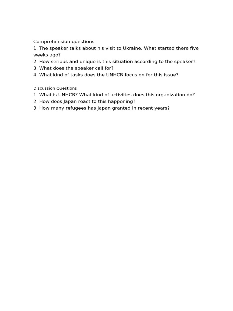 Comprehension Questions | PDF