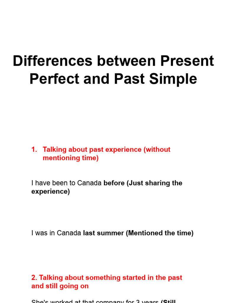 Differences Between Present Perfect and Past Simple | PDF