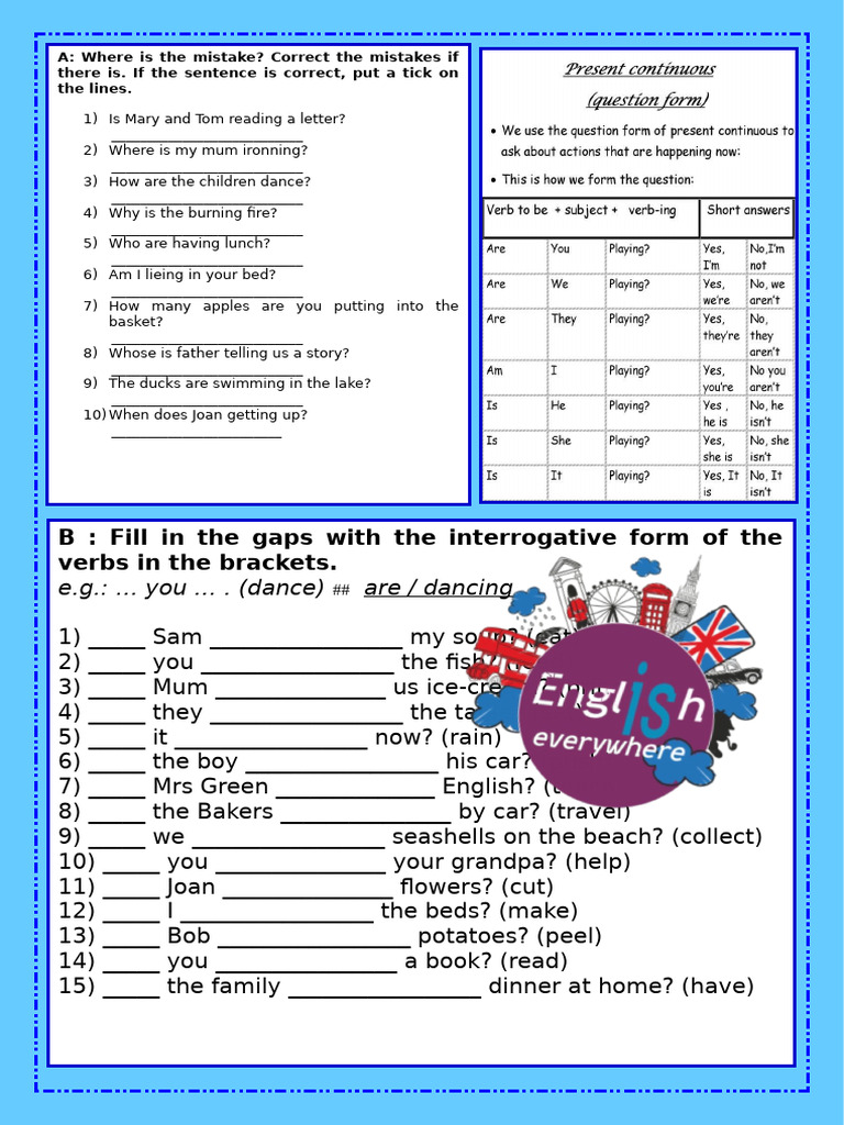 Present Continuous Tense Question Form Grammar Guides 127845 | PDF ...