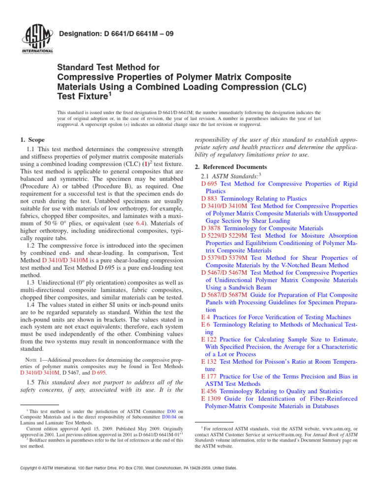1. (GALGA) ASTM D 6641 | PDF | Composite Material | Buckling