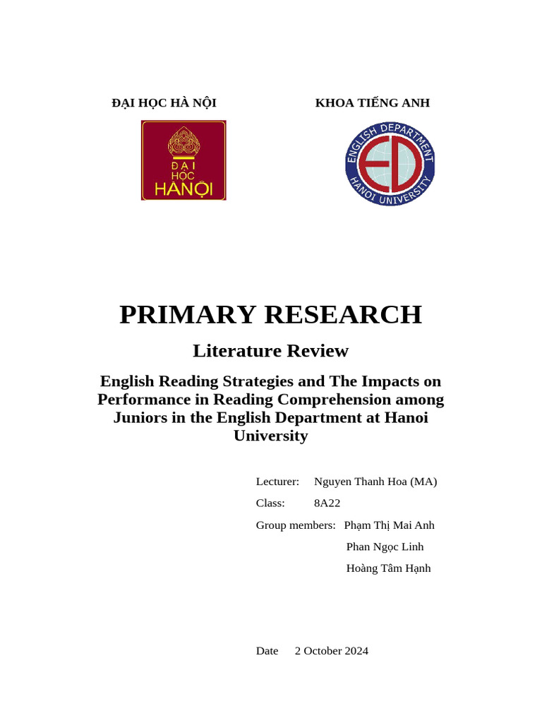 Literature Review Group 3 8A22 | PDF | Reading Comprehension | Cognition