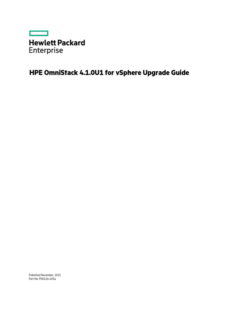 HPE OmniStack 4.1.0U1 For Vsphere Upgrade Guide-A00115186en - Us | PDF ...