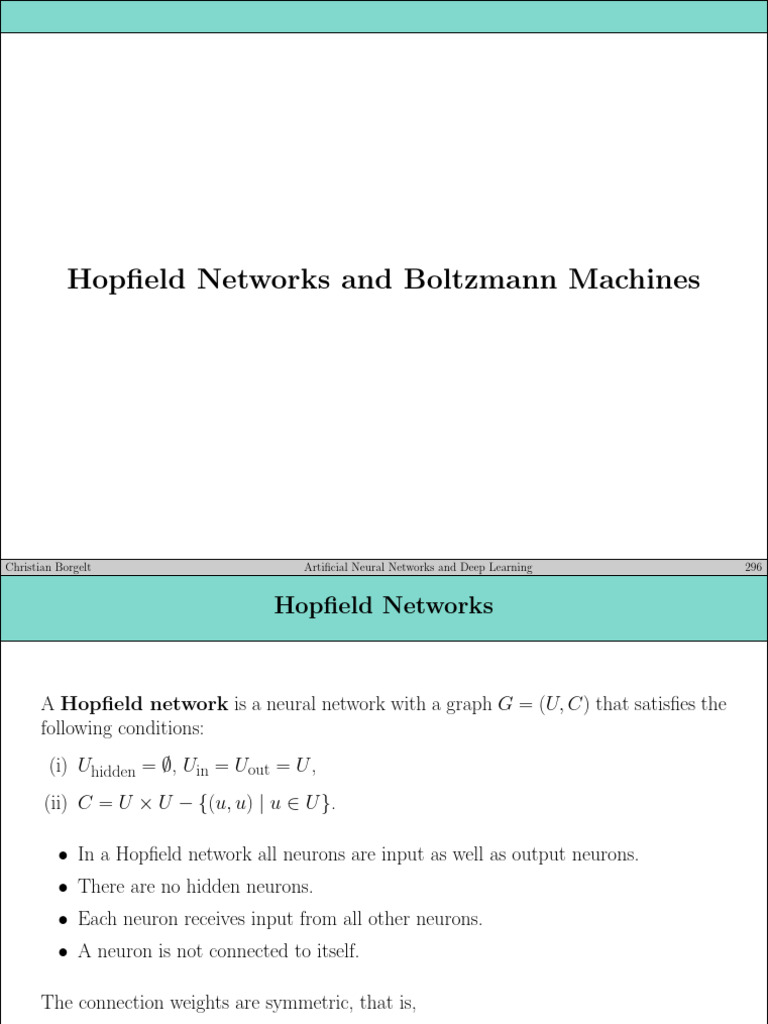 Hopfield Networks vs. Boltzmann Machines | PDF | Artificial Neural ...