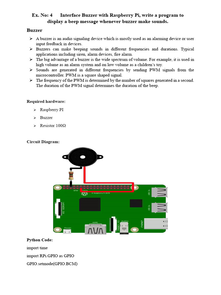 Raspberry Pi Buzzer Tutorial | PDF | Home & Garden | Technology & Engineering