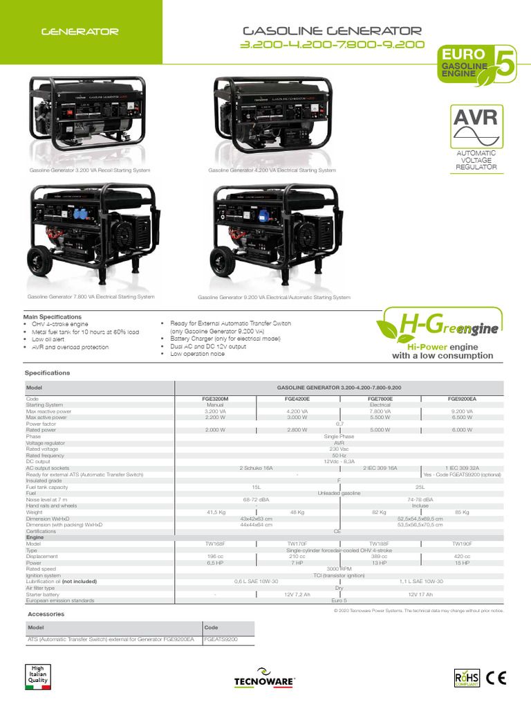 Generator 3200-9200 Eng | PDF | Alternating Current | Electric Generator