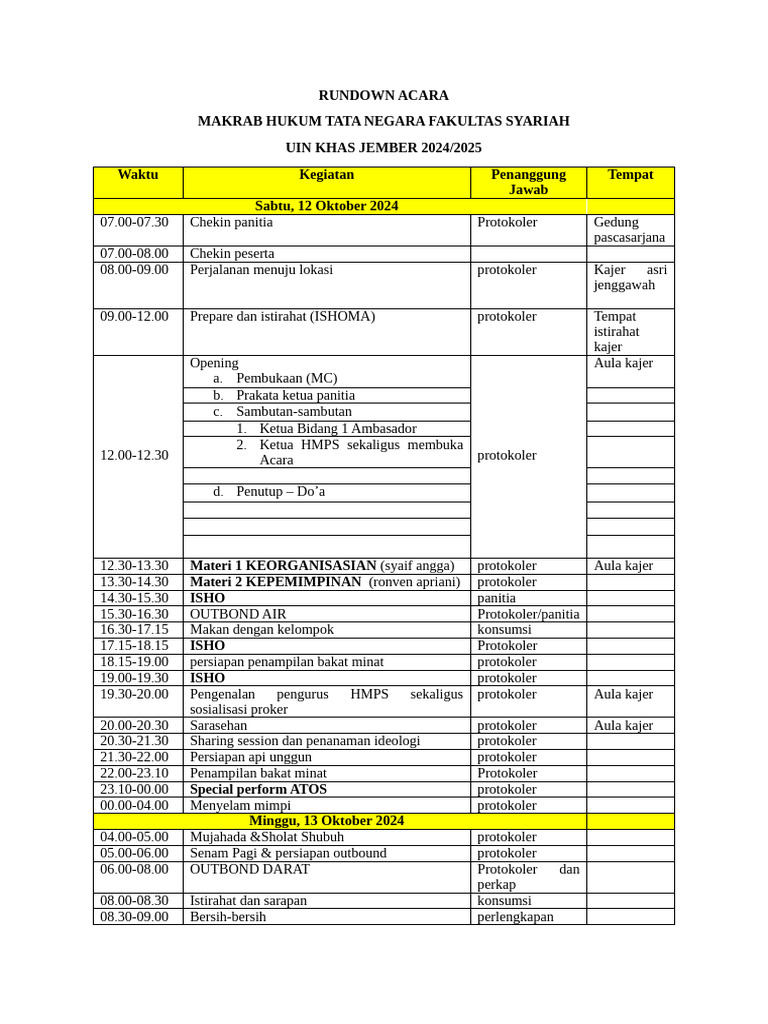 Rundown - Acara Makrab-1 | PDF | Kajian Bahasa Asing