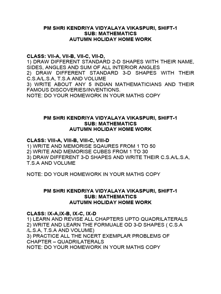 HHW Auntumn Break 2024-25 PDF | PDF