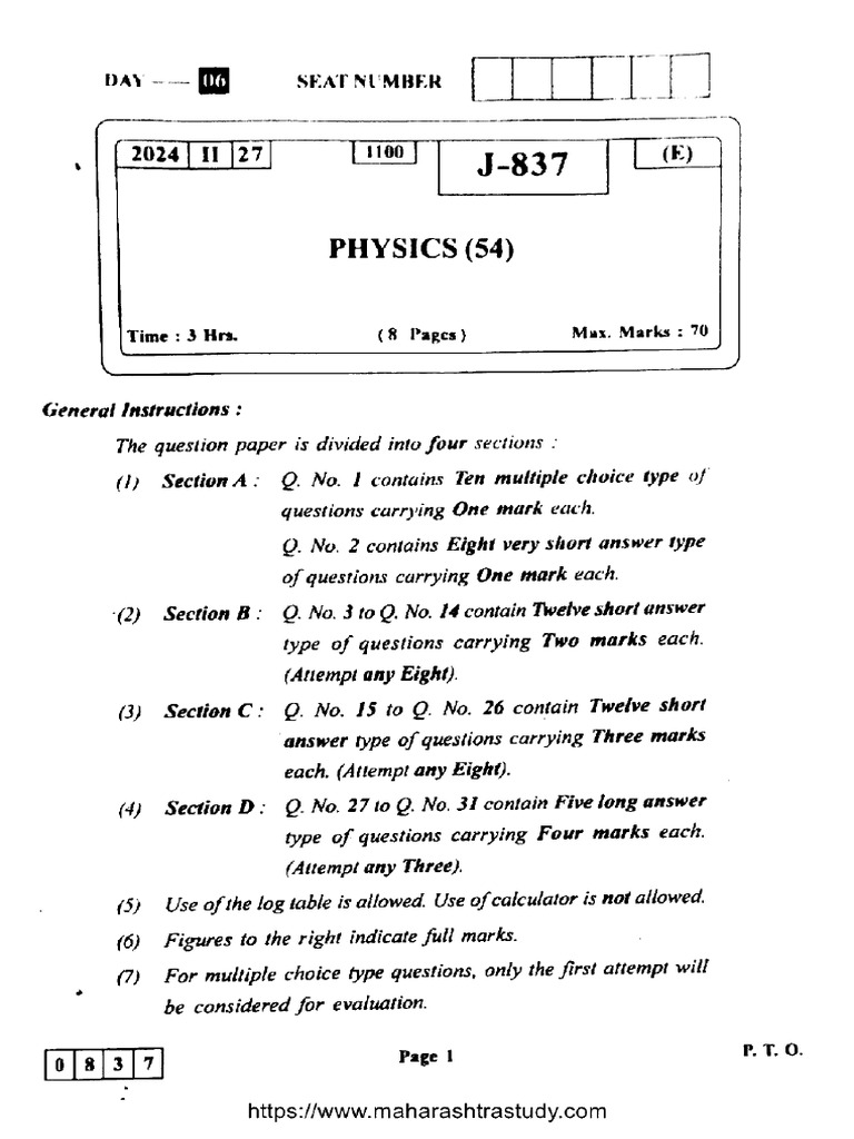 12th Physics Pyq 2024 | PDF
