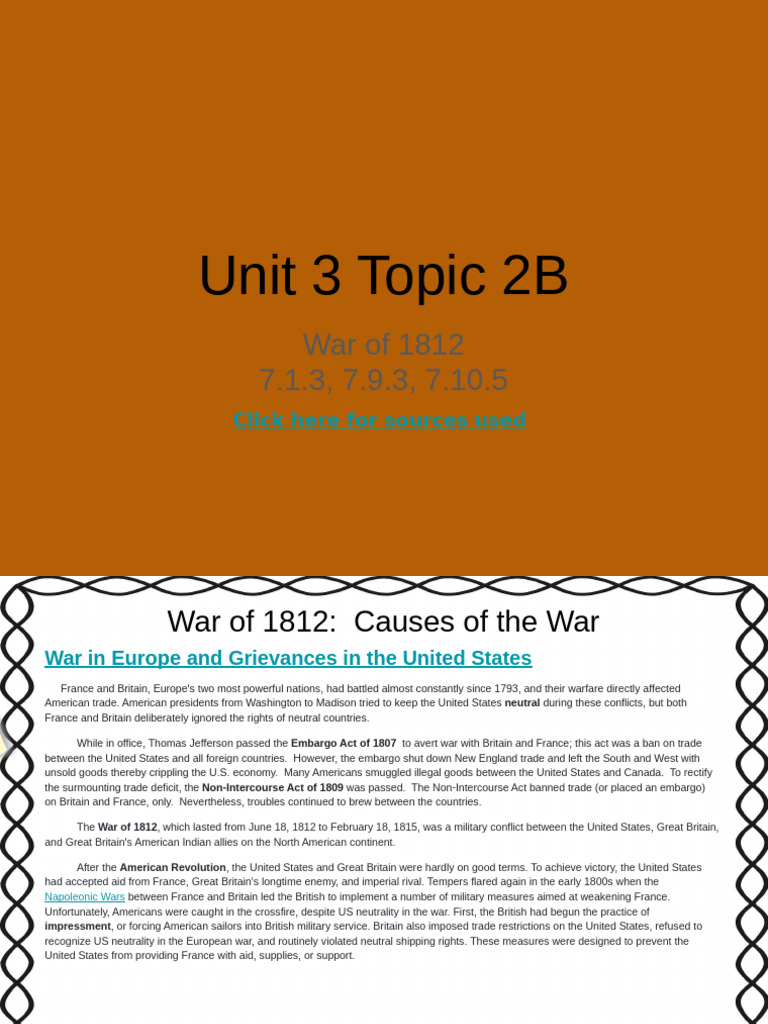 Unit 3 Topic 2B War of 1812 | PDF | War Of 1812 | Tecumseh