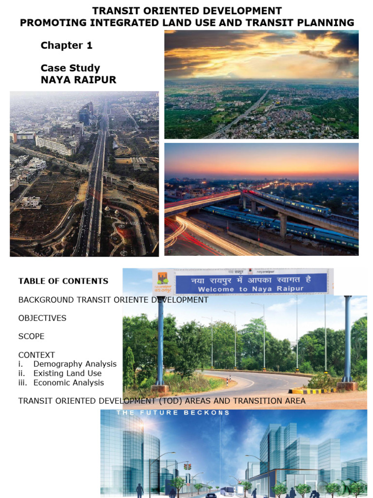 Transit Orinted Development Case Study Naya Raipur | PDF | Sidewalk | Public Transport