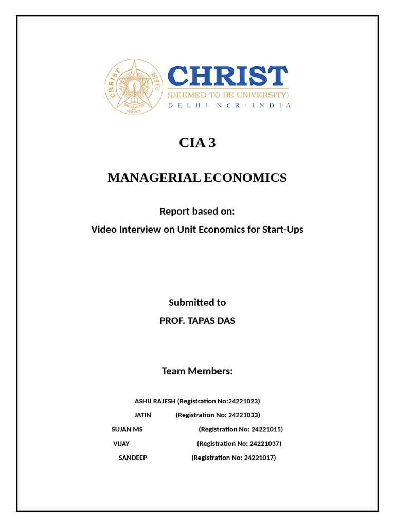 CIA 3 Economics | PDF | Supply Chain | Cost