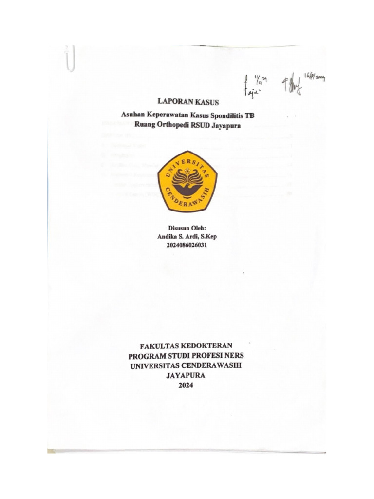 Laporan Kasus KMB - Spondilitis TB - Andika S Ardi | PDF