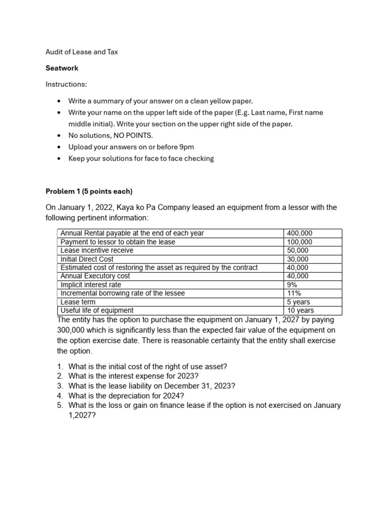 Audit of Lease and Tax | PDF | Deferred Tax | Depreciation