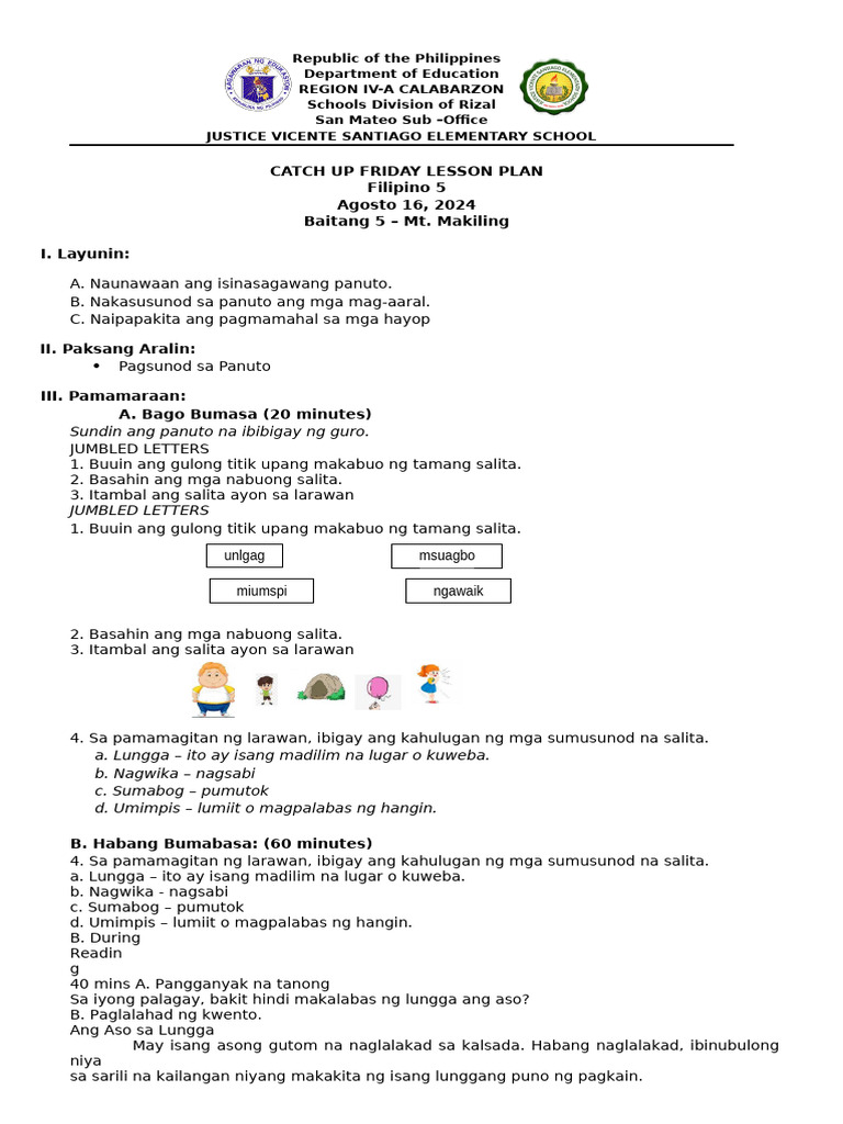 CATCH UP FILIPINO WEEK 2 Reading | PDF