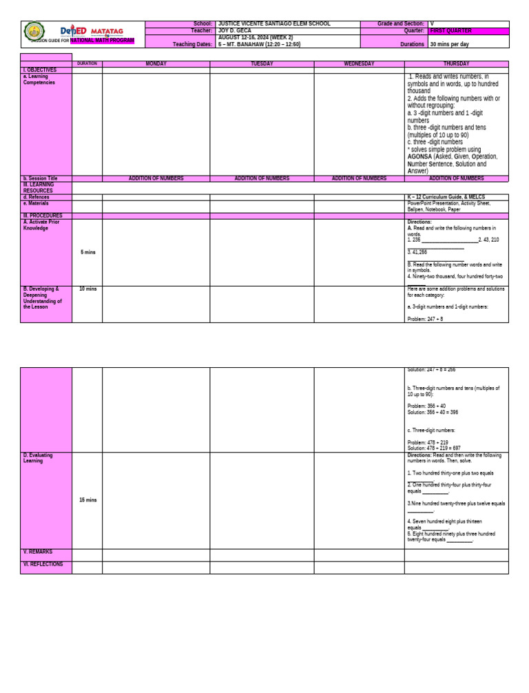 National Math Program Session Guide | PDF | Learning | Behavior ...