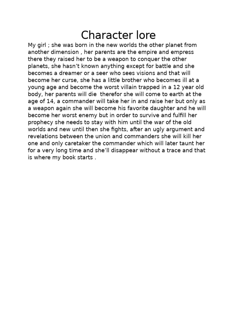 Character Lore | PDF | Mystery, Thriller & Crime Fiction