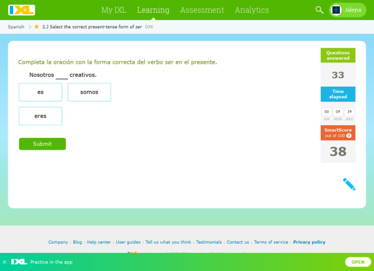 IXL Select The Correct Present Tense Form of Ser Spanish | PDF