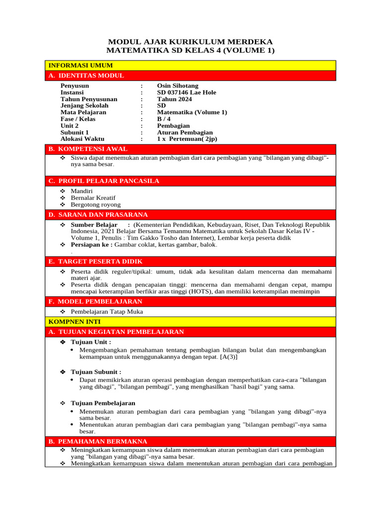 Modul Ajar Kurikulum Merdeka 2 JP | PDF