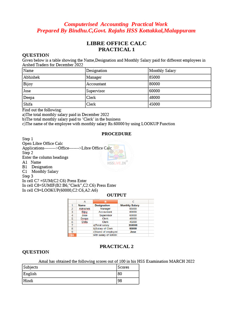 Hsslive Xii ACC CA Lab Work Solved 2023 24 | PDF | Business Economics | Financial Services