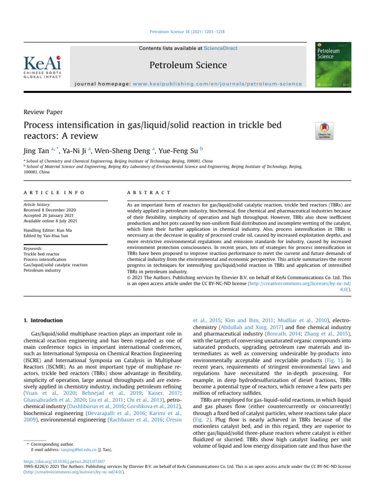 Petroleum Science: Jing Tan, Ya-Ni Ji, Wen-Sheng Deng, Yue-Feng Su ...