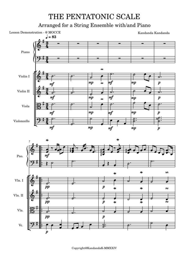The Pentatonic Scale - Mocce - Score and Parts | PDF | Classical Music ...
