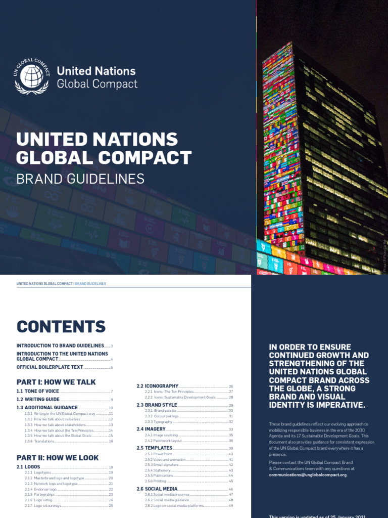 UN Global Compact Brand Guidelines | PDF | Brand | United Nations