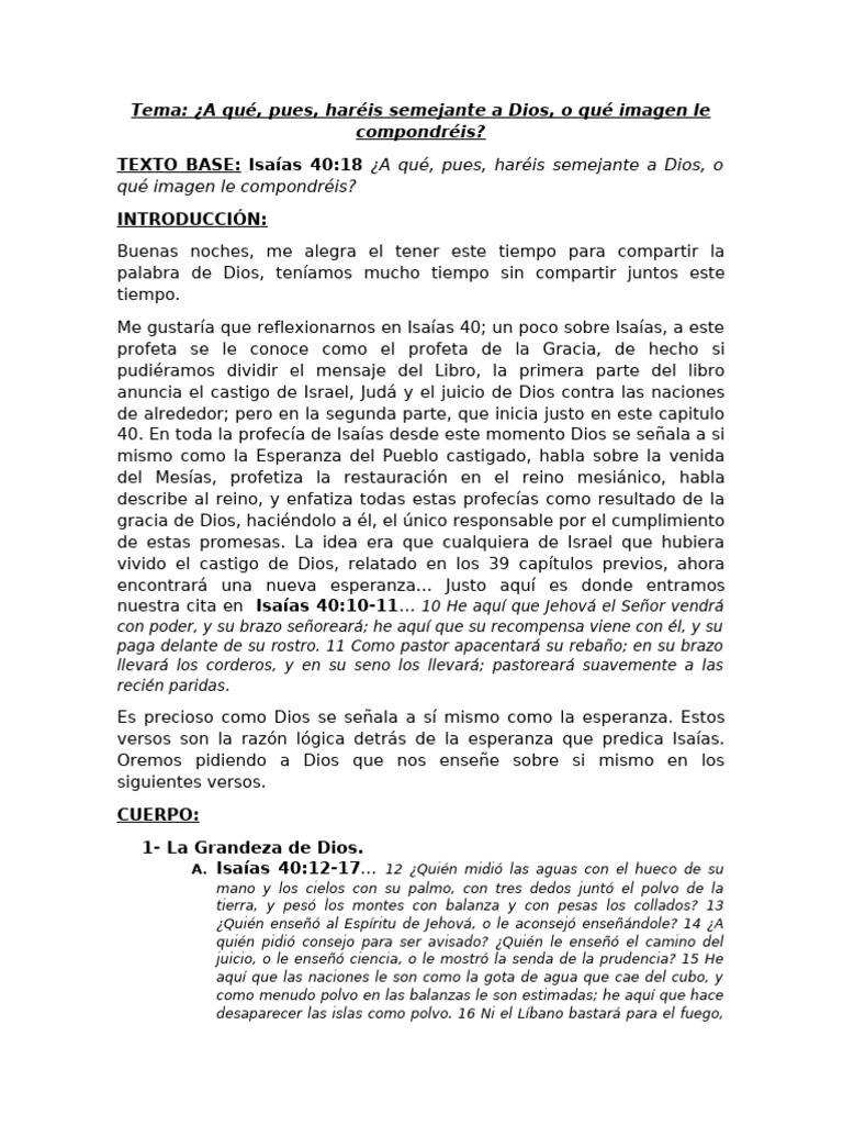 A quien me hareis semejante | PDF | Profecía | Dios