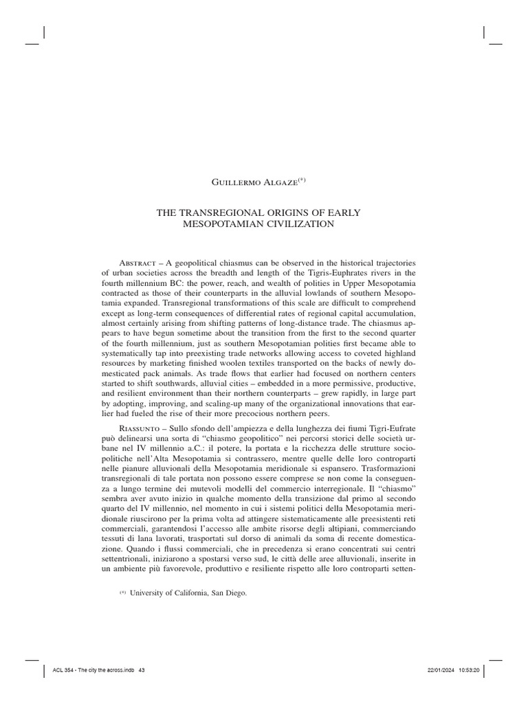 Transregional Origins of Mesopotamian Civilization | PDF | Mesopotamia ...