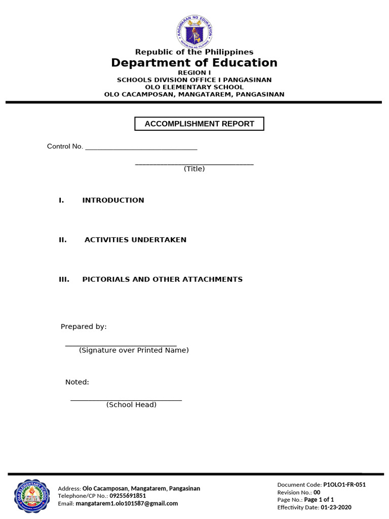 FR-051-ACCOMPLISHMENT REPORT | PDF