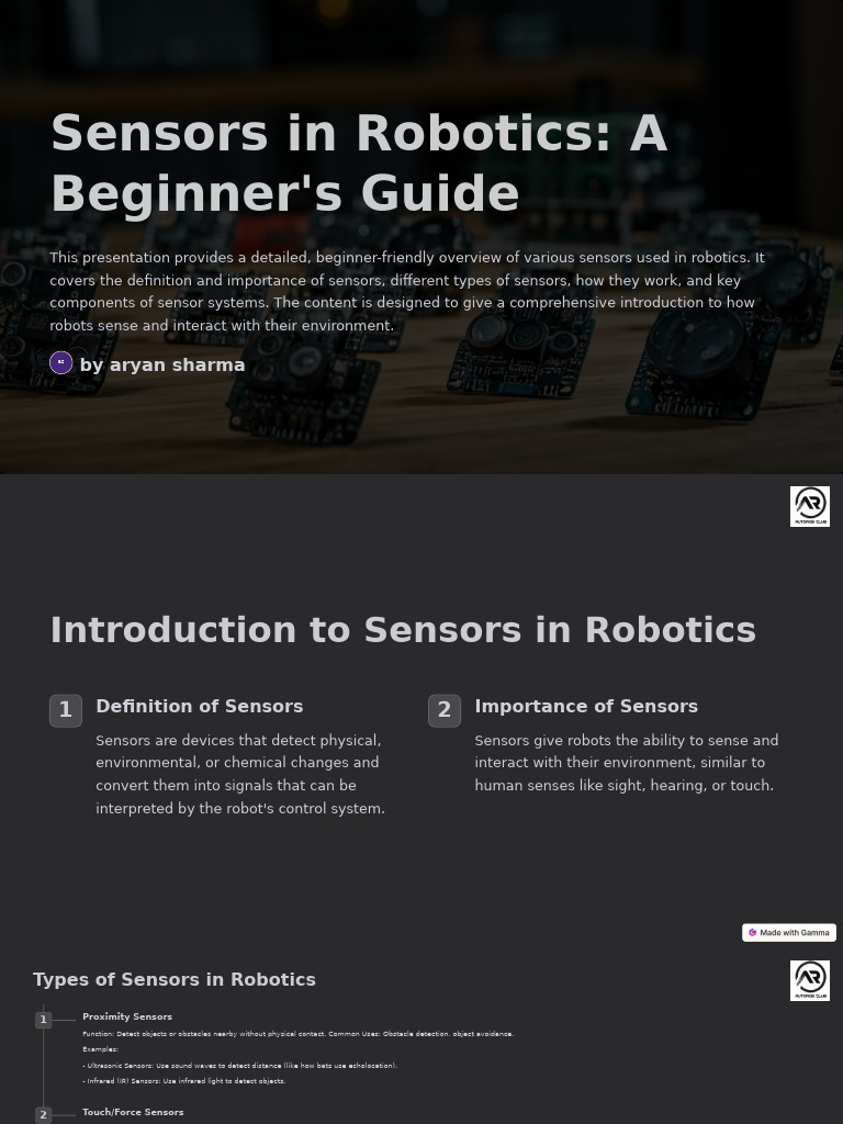 Sensors in Robotics A Beginners Guide | PDF | Sensor | Gyroscope