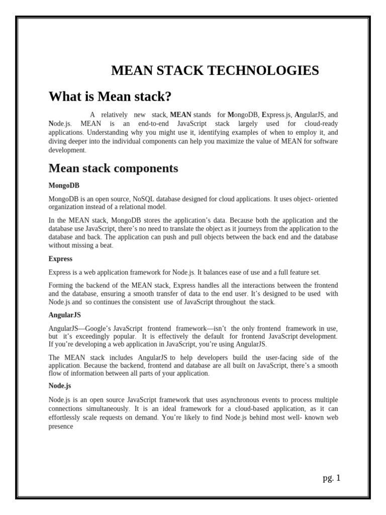 Mean Stack Technologies Lab Record | PDF | Angular Js | Java Script