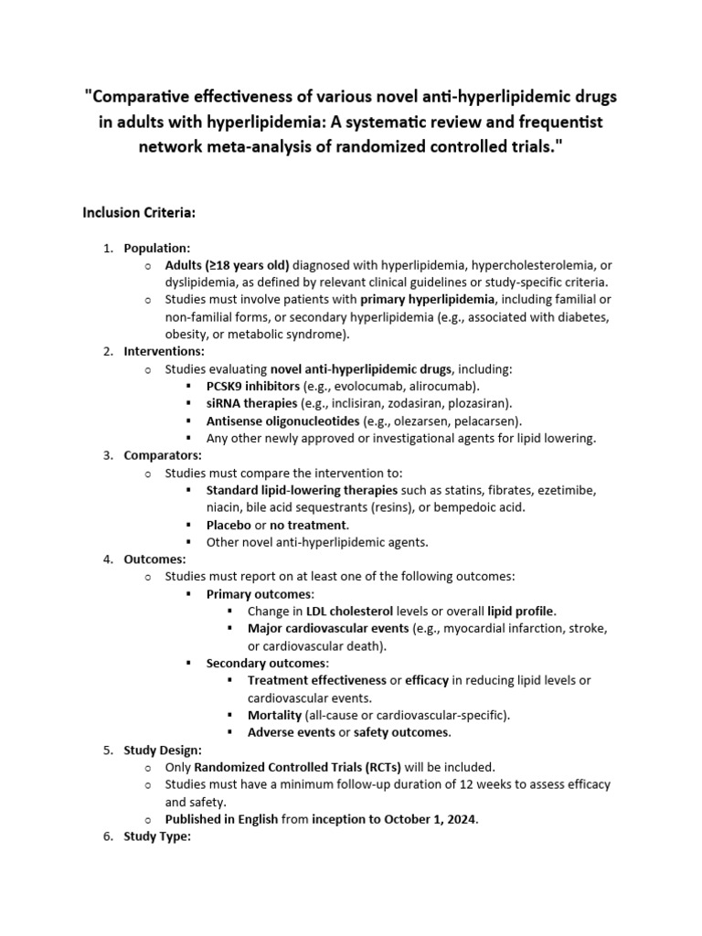 LIPID NMA Protocol | PDF | Cardiovascular Diseases | Hypercholesterolemia