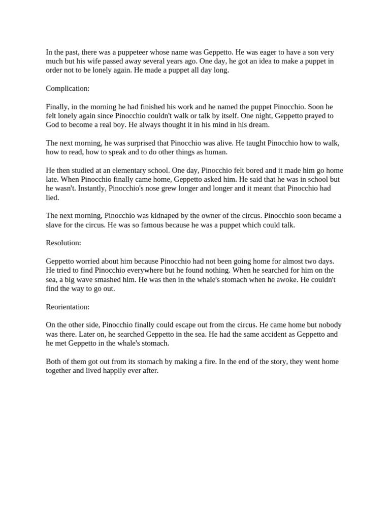 Pinocchio Narrative | PDF