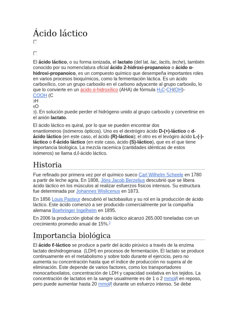 Ácido láctico (1) | PDF | Ácido láctico | Química