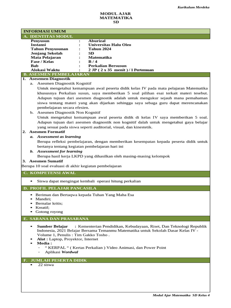 Modul-MTK Perkalian | PDF