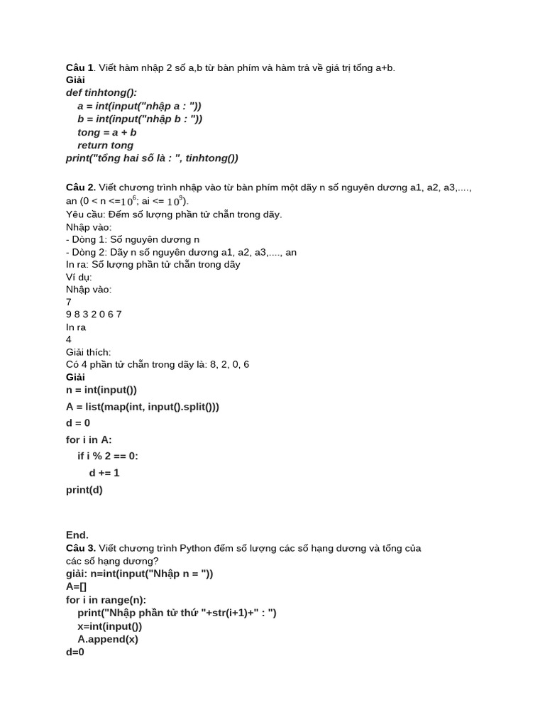 Bai Tap Tu Luan Cuoi Nam (Tin Hoc) | PDF