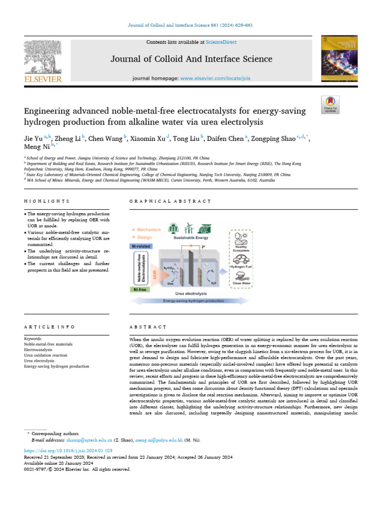 Engineering Advanced Noble-metal-free Electrocatalysts for Energy-saving Hydrogen Production ...