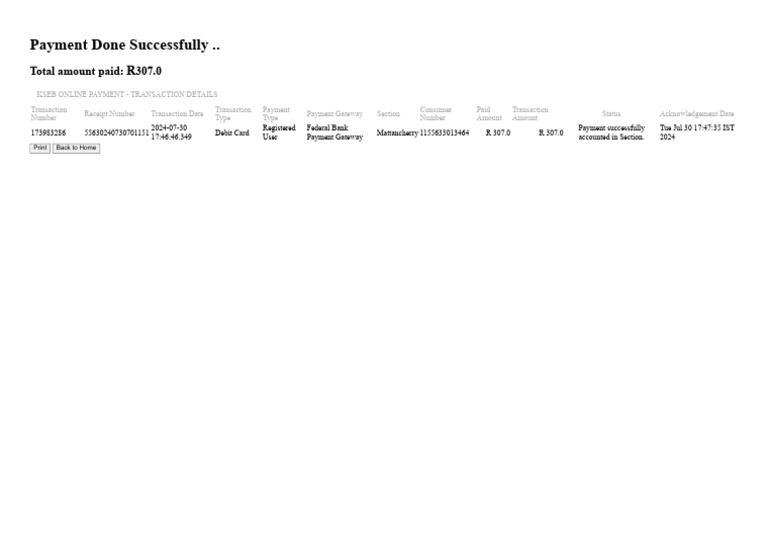 KSEB Online Payment Confirmation | PDF