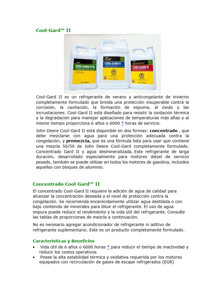 Qué es Cool-Gard™ II | PDF | Refrigerante | Materiales