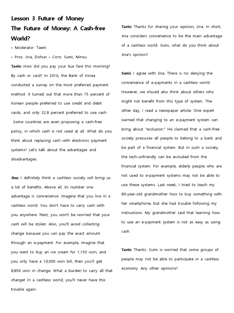 Lesson 3 Future of Money | PDF | Cash | Economies