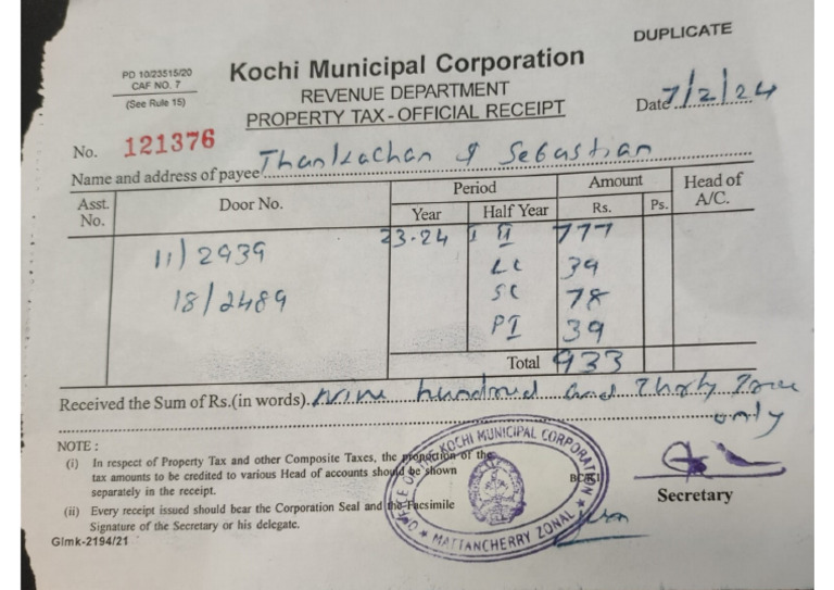 Property Tax Copy TH | PDF