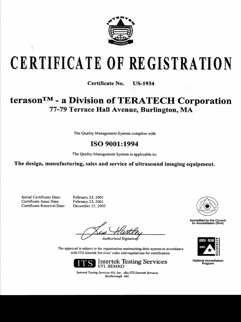 ISO 9001 Certificate of Registration | PDF