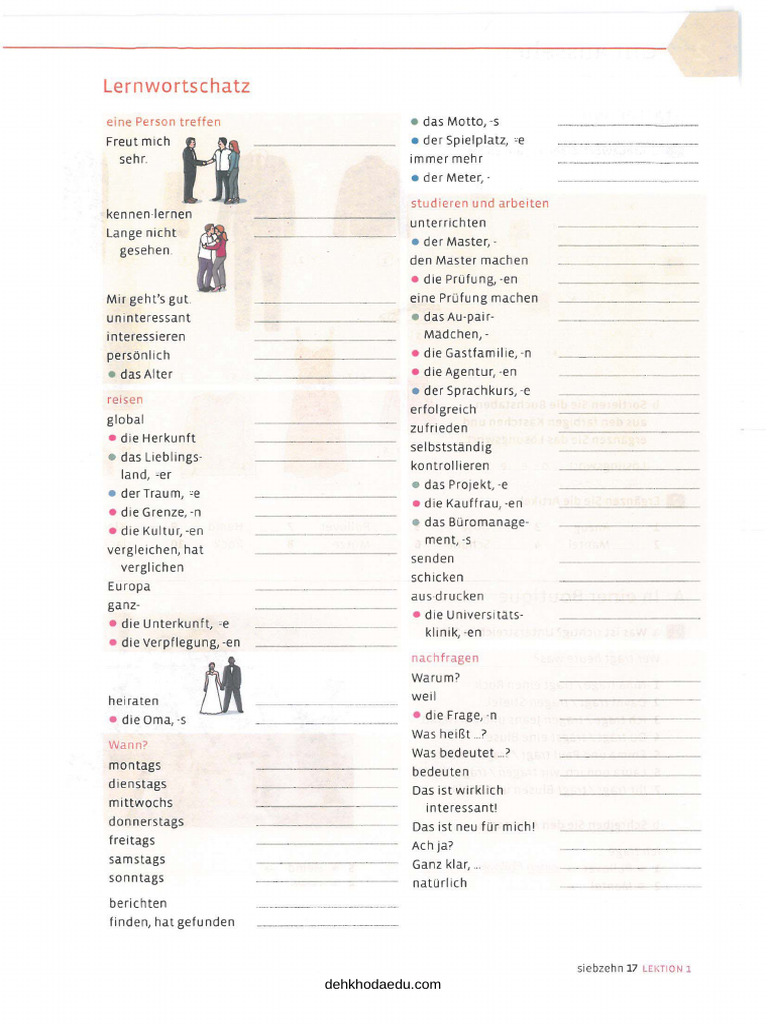 Vocabulario A2 Tema 1 Aleman | PDF