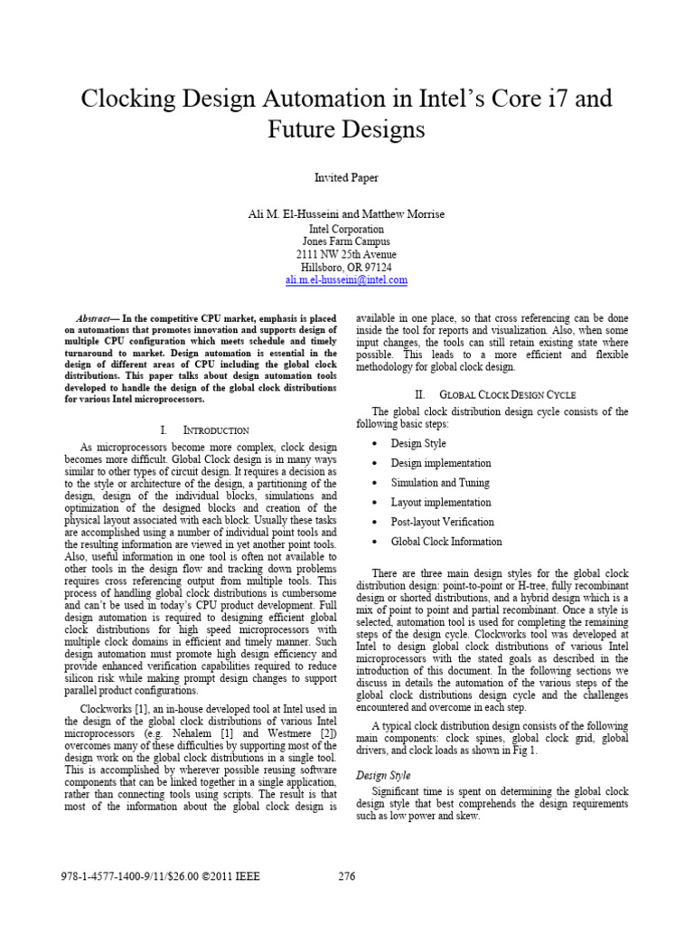 Intel Core I7 Clock Design Automation Pdf Page Layout Central Processing Unit