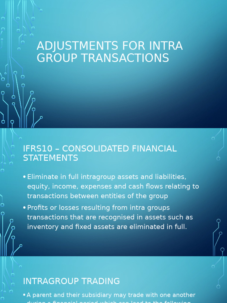 Adjustments For Intra Group Transactions - IfRS 10 | PDF | Dividend | Revenue