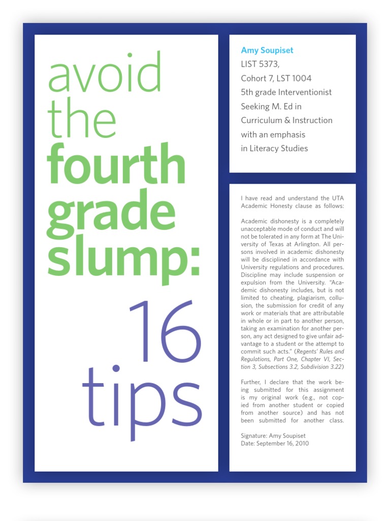 Avoid The: Fourth Grade Slump | PDF | Reading Comprehension | Reading ...