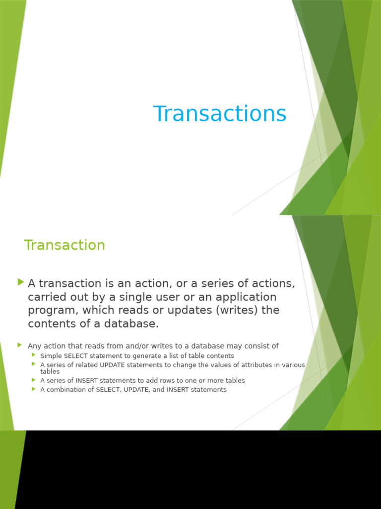 Transactions - Lecture 1 | PDF | Database Transaction | Databases