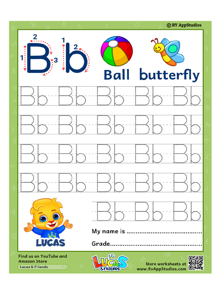 245 Free Printable Worksheets For Kids Alphabet Letter BB Tracing | PDF