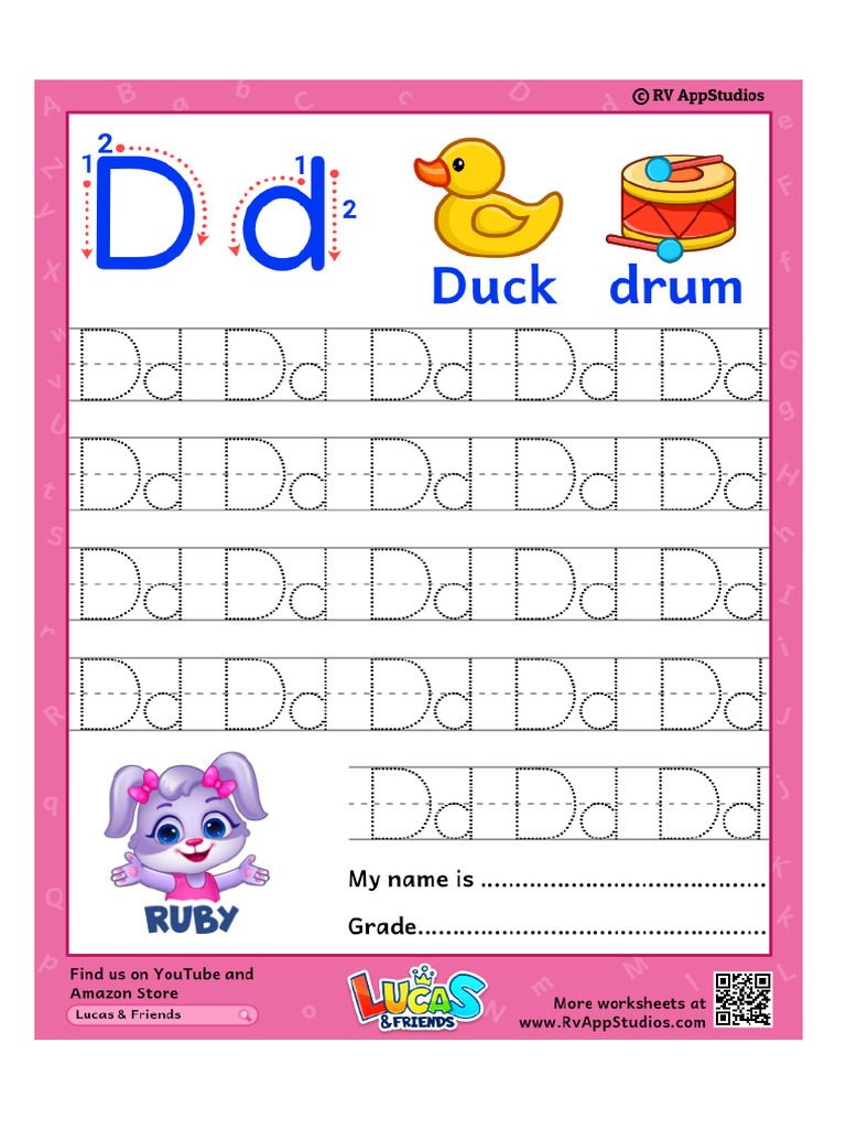 247 Free Printable Worksheets For Kids Alphabet Letter DD Tracing | PDF